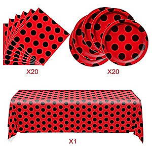 Ladybug Birthday Party Supplies,Ladybug Party Tableware Sets,Birthday Party Decorations for Girls