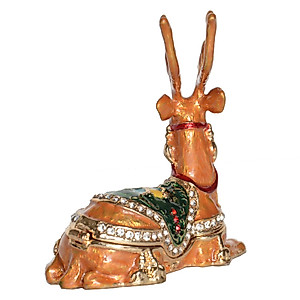 Jiaheyou Reindeer Trinket Jewelry Box Bejeweled Christmas Decoration Gifts Holiday Ornaments