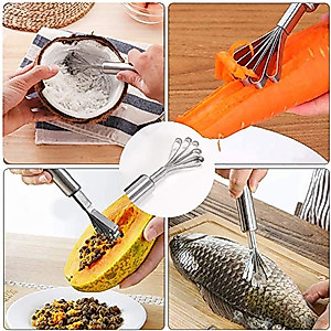 Coconut Opener Tool Set, Safe & Easy to Open Young & Mature Coconuts Tool, Food Grade Stainless Steel Coco Nut Opener Kit with Rubber Mallet Meat Removal, Scraper, Straw & Silicone Mat, ALL IN ONE Bag