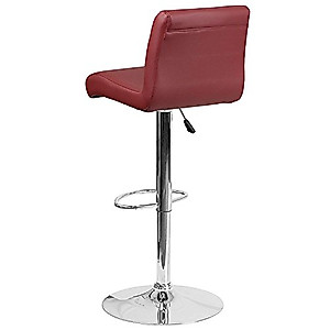 Contemporary Design Bar Stools Hight Adjustable Seat Hydraulic 360 Degree Swivel Sturdy Steel Frame Padded Cushion Seat Dining Chair Bar Pub Stool Home Office Furniture - Set of 2 Burgundy #1968