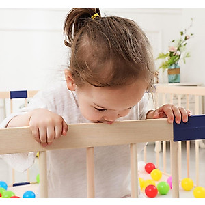 Wooden Baby Playpen Fence Play Pen Play Yard Area Gate with Door for Babies and Toddlers Kids, Portable Wooden Indoor Freestanding, Kids Baby Pet Cats Play Fence Playpen with Door(180x200x61cm)