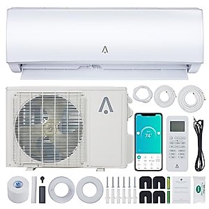Acekool 19000 BTU Smart Mini Split AC/Heating System 19 SEER Split Inverter Air Conditioner, Cools Rooms up to 1250 Sq. Ft, with Pre-Charged Condenser, Heat Pump & Installation Kit, 208/230V