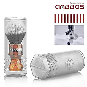 Synthetic Badger Shaving Brush with Resin Handle Nylon Bristles Hair Anbbas Lathering Foam Brush for Men Travel Professional Wet Shaving(Amber,Knot: 24 mm)