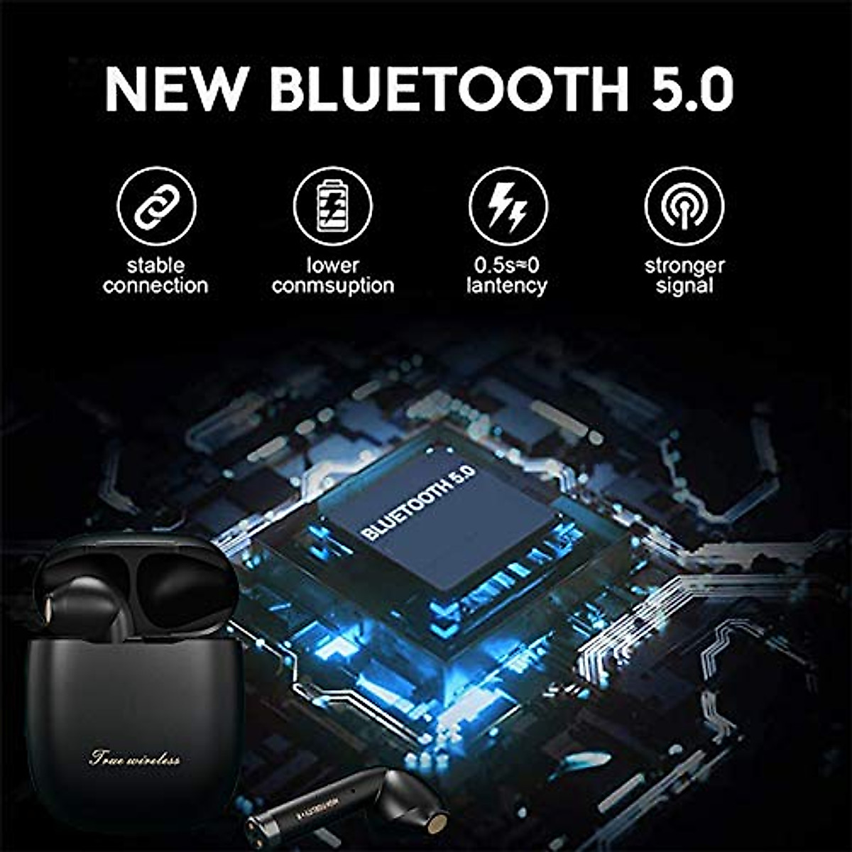 SEEWAY True Wireless Earbuds,Bluetooth Earbuds V5.1,with Touch Control 25 Hours Playtime, USB-C for Fast Charging, Premium Deep Bass for Sports,Commute,Work (Black)