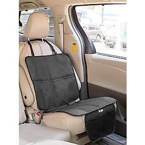 Car Seat Protector by Lebogner - “2 Pack” Luxury Anti-Slip Mat Cover Protector to Keep Clean and Protect Your Auto Leather and Upholstery Seats from Damage, Includes 2 Handy Mesh Storage Pockets
