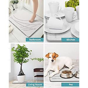 Stone Bath Mat, Diatomaceous Earth Shower Mat Nonslip Super Absorbent Quick Drying Bathroom Floor Mat for Kitchen Counter, Natural Bathroom Mat Stone Easy to Clean (23.7 x 15 .5inch)