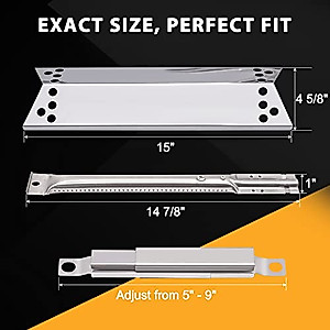 Hipoilk Grill Replacement Parts for Kenmore 415.16107110 122.16134110 415.16106210, Charbroil 463411911 463411512, Nexgrill 720-0783 720-0719BL, Grill Burners, Heat Plate Shield, Igniter