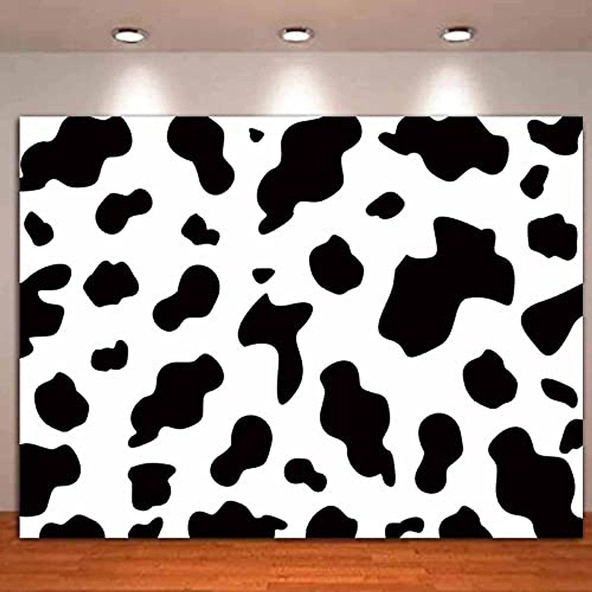 HQM 8x6FT Soft Fabric/Polyester Cow Party Photography Backdrops Black and White Farm Animal Happy Birthday Photo Background Kid's Newborn Baby Shower Banner Props, 8x6ft(240X180CM）
