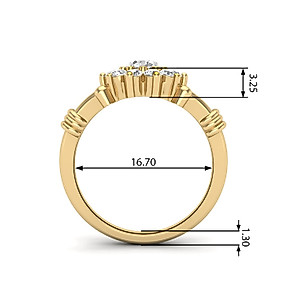 MOONEYE 14K White Gold Plated 925 Sterling Silver 4.5MM Round Shape Emerald Gemstone Cluster Engagement Ring (Silver, 5)