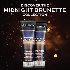 John Frieda Midnight Brunette Visibly Deeper Shampoo and Conditioner Set with Evening Primrose Oil and Cocoa for Color-Treated Hair (8.3 oz, Pack of 2)