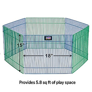 Small Animal Pet Playpen /Exercise Pen, Blue and Green,1 Count (Pack of 1), Small Animal Playpen.