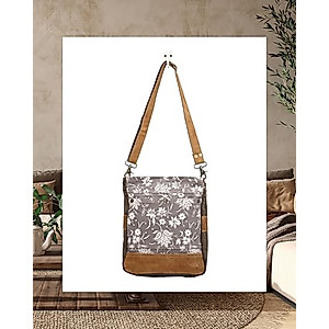 Myra Bag Blossom Print Upcycled Canvas & Leather Shoulder Bag S-1427
