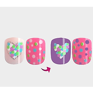 Vivace 4Pack 48Tips Color Changing Under Sun Fake Nails, Artificial Preglued Junior Sticker Nails 11461 etc (Sun 1)