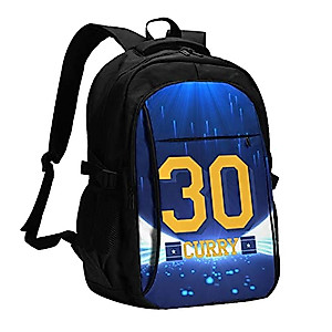 Basketball Curry 16IN Laptop Backpack Work Travel College Anti Theft Durable Travel Daypack With Usb Charging Port Gift For Men Women