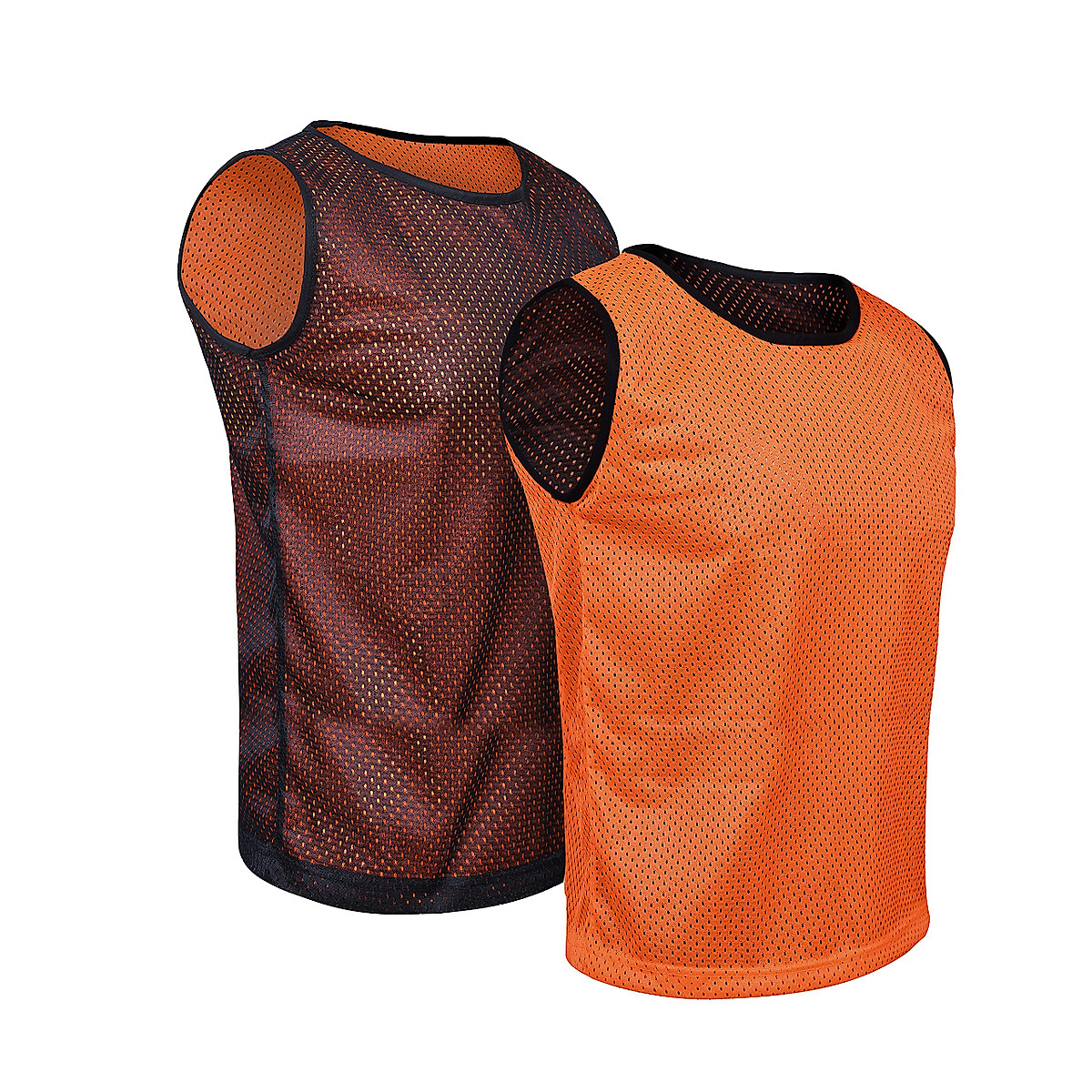 Athllete Reversible Basketball Jersey (Set of 6 + Free Carry Bag) Basketball Jerseys, Youth Basketball Jersey (Flame Orange/Black 6 Jerseys, Small)