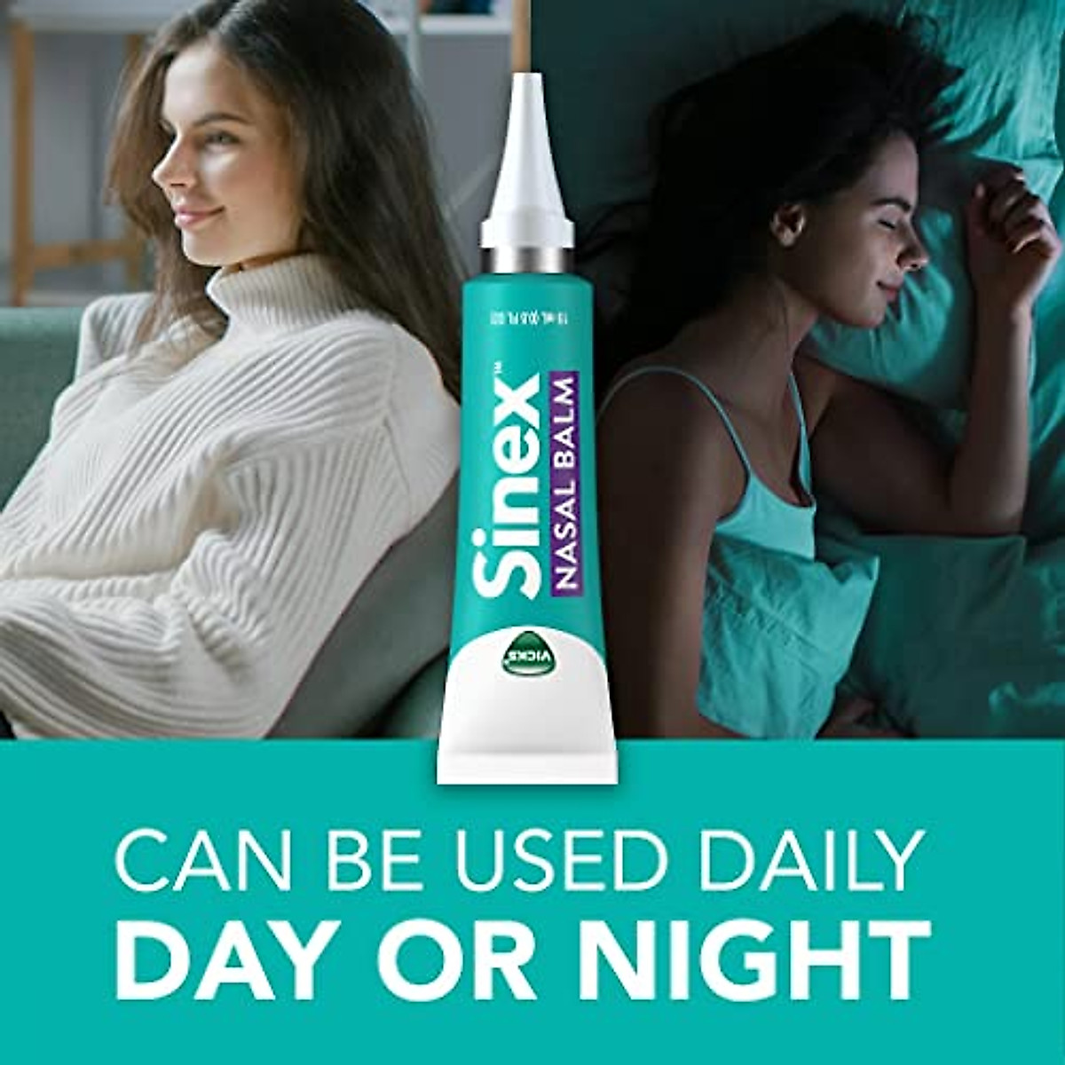 Vicks Sinex, Daily Moisturizing Nasal Balm, with Vitamin E, Hint of Aloe, Soothes and Hydrates Dry Skin Around The Nose, 0.5 FL OZ (Pack of 2)