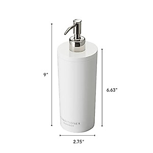 Yamazaki 2930 Tower Conditioner Dispenser Contemporary Bottle Pump for Shower, Round, White