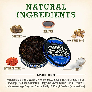 Smokey Mountain Herbal Long Cut – 5 Can Sampler Box - Straight, Classic, Wintergreen, Arctic Mint & Cherry - Tobacco Free and Nicotine Free Snuff