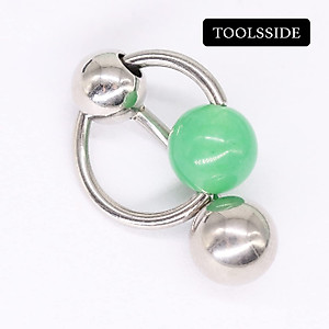 Vertical Hood Piercing Jewelry for Women with Calming Stone Chinese Jade - Belly Button Ring, Vch Jewelry Hood, Stainless Steel Belly Button Rings, Vch Piercing Jewelry 14g, Belly Button Piercing