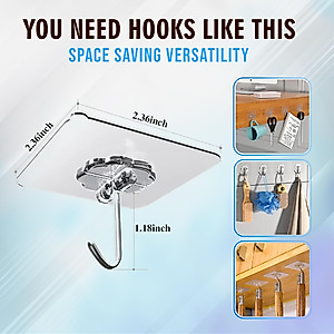 Carespot Self Adhesive Wall Hooks for Hanging - Wall Door Stick On Hooks/Extra Strong Sticky Hooks for Hanging Coat, Clothes, Towel, Keys, Kitchen Utensils and Much More - 33lb(Max) - Pack of 24