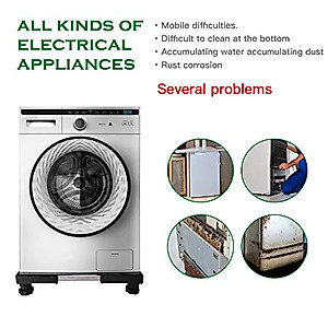 I'SMARTMOON Mini-Fridge-Stand 4 Strong Feet，Adjustable Dolly Washing Machine Stand Base，for Furniture Portable Refrigerator Dryer Stand Black…