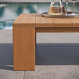 Modway Tahoe Acacia Wood Rectangular Outdoor Patio Coffee Table in Natural - Ideal as Garden Coffee Table or Porch Table