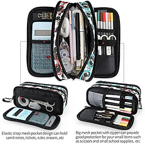 Fustylead Panda Wear Glasses Big Capacity Pencil Pen Case, Multi-Purpose Makeup Bag Organizer Storage Pouch for Office College School Hiking Travel