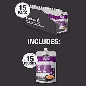 PureBites+ Gut & Digestion Squeezables for Cats, only 5 Ingredients, case of 15
