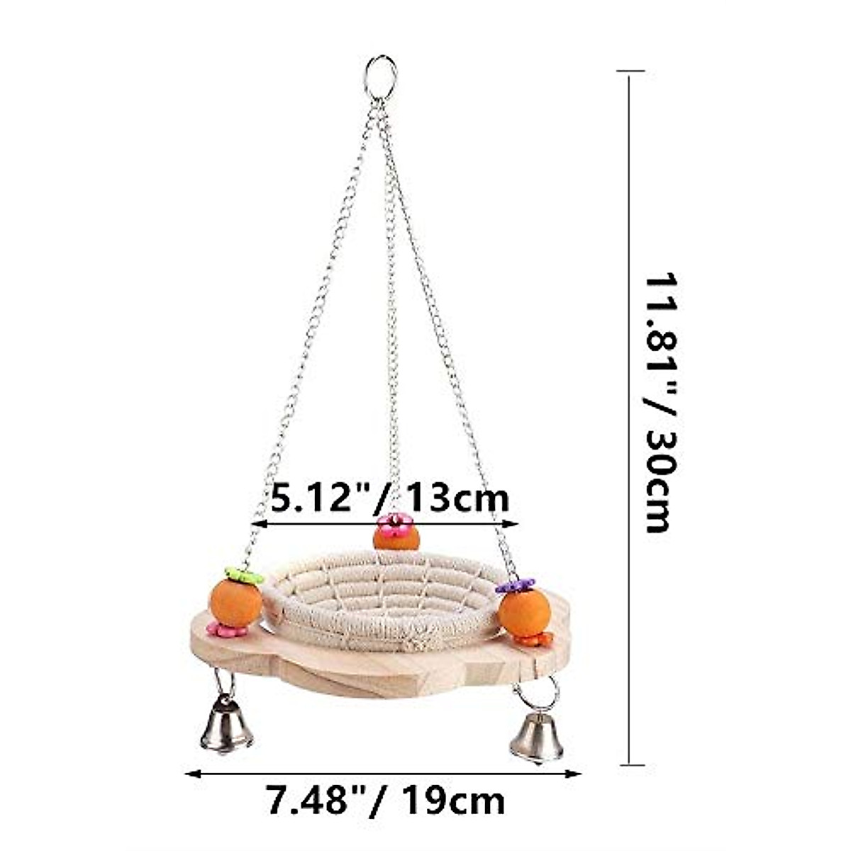 Litewoo Bird Hammock Bed Hanging Swing Nest Cotton Weave Hemp Rope Hut with Colorful Bells and Chew Toy for Parrot Parakeet Cockatiel Conure Lovebird Budgie