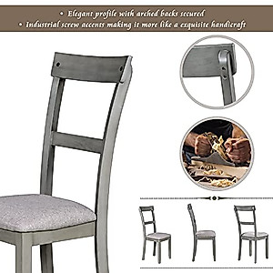 Merax Wooden Dining Table Set Retro Style Kitchen Table Set 5 Piece Table Set for 4, Table and 4 Chairs Home Kitchen Furniture Dinette Set,Gray