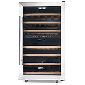 PremiumLevella 18.9 in. Wide 4.1 cu ft 43-Bottle Dual Zone Freestanding Wine Cooler with Tempered Glass Door