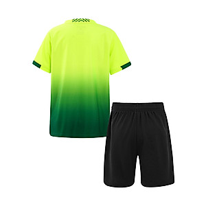 Jugaoge Kids Boys Football Soccer Training Team Uniform 2 Pcs Sport Suit Tracksuit Workout Fitness Sportswear Fluorescent Green 7-8 Years