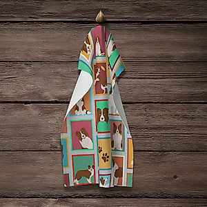 Caroline's Treasures MLM1149KTWL Lots of Red Border Collie Kitchen Towel Dish Cloths Guest Hand Towel Decorative Bathroom Towel for Face,Tea, Dishcloth, Kitchen and Bath