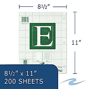 ROARING SPRING 5x5 Grid Engineering Pad (Green, Enclosed Grid (200 ...