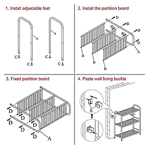 JSB 3-Tier Adjustable Shelving Unit, Heavy Duty Storage Rack Organizer Metal Corner Shelf for Kitchen Living Room Laundry Pantry Bathroom (Black, 3 Tier)…