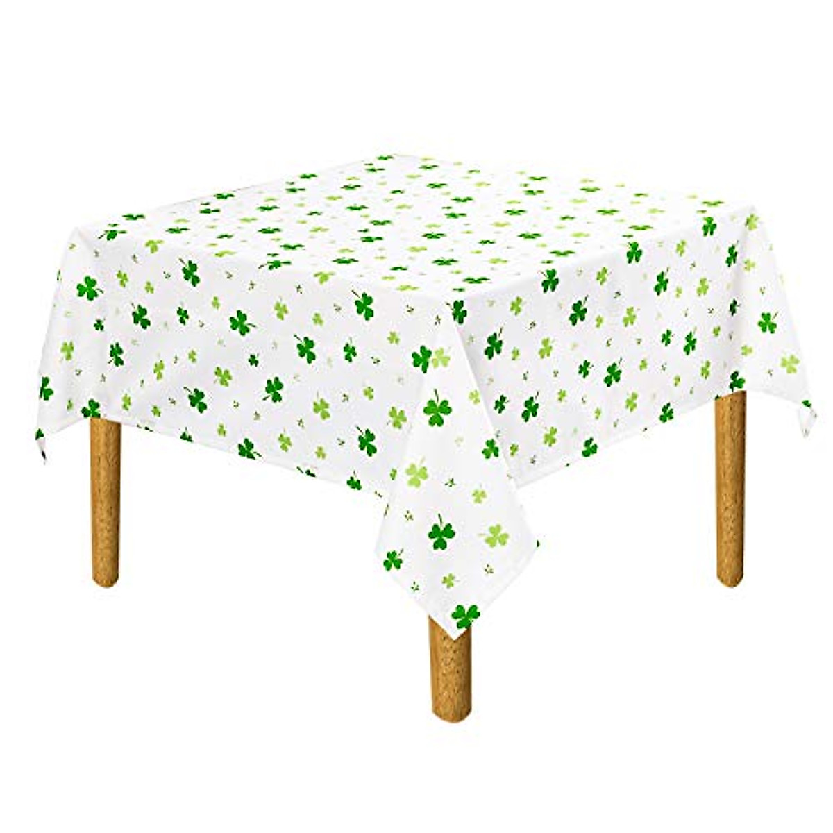 Hiasan Waterproof St Patricks Day Tablecloth Square, 52 x 52 Inch - Washable Shamrock Fabric Table Cloth for Spring and Outdoor Use