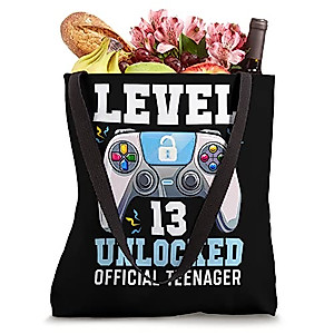 Level 13 Unlocked Video Game 13th Birthday Gamer Boys Kids Tote Bag