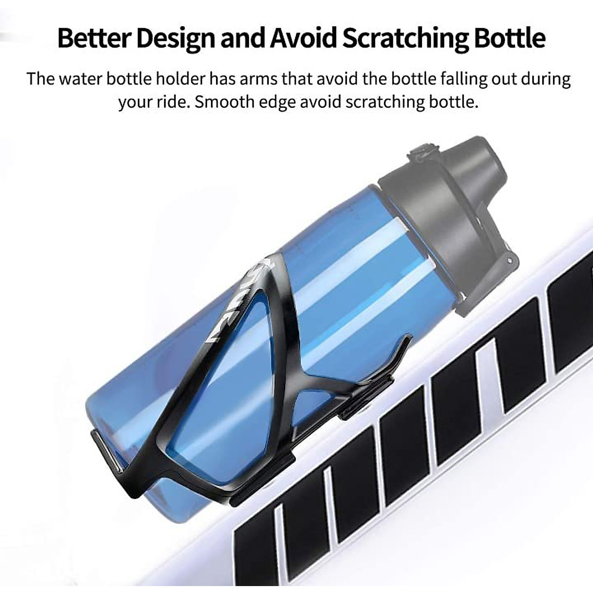 Suruid Bike Water Bottle Cage, Universal Drink Holder, Durable Ultralight and Plastic for Bicycle, Cycling, MTB, Road/Mountain Bikes, 2 Pack - Black