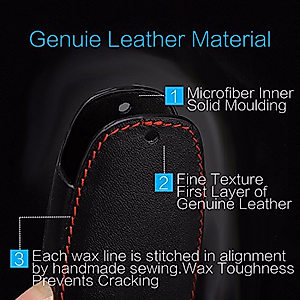 MECHCOS Compatible with fit for Cadillac SRX CTS XTS ATS Chevy C7 Corvette 5-Buttons Leather Keyless Entry Remote Control Smart Key Fob Cover Pouch Bag Jacket Case Protector Shell