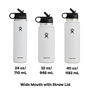 Hydro Flask Wide Mouth Straw Lid - Stainless Steel Reusable Water Bottle & Mug - Stainless Steel Reusable Tea Coffee Travel Mug - Vacuum Insulated, BPA-Free, Non-Toxic