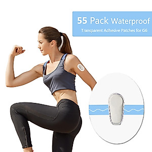 G6 Adhesive Patches Waterproof - 55 Pack Invisible Water-Resistant G6 Overpatch Transparent Stickers for G6-HECHUAN