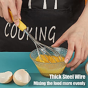 Stainless Steel Wire Whisk Set, 3 Piece Wisking Tool Kitchen Mixer, Kitchen Tools for Cooking, Stirring, Mixing, Battering, Stirring, Yellow
