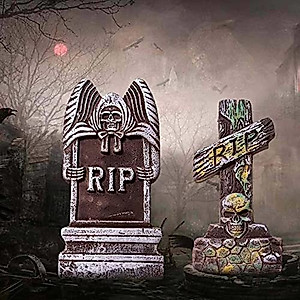 HUREDF Halloween Decoration Outdoor Yard Tombstone: 5 Pack Foam RIP Graveyard Headstones - Graves Scary Gravestones Vintage Yard Signs Lawn Cemetery Decor Outside