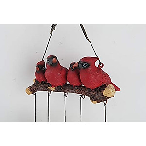 Gardenvy Cardinal Bird Wind Chime, Red Bird Bell Wind Chimes Outdoor Decorations, Garden Backyard Church Hanging Decor, Red