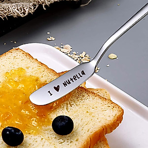 LRUIOMVE I Love Nutella Stainless Steel Engraved Butter Knife, Peanut Butter Spreader for Toast and Bread, Breakfast Spreads, Cheese and Condiments Gift for Peanur Butter Lovers