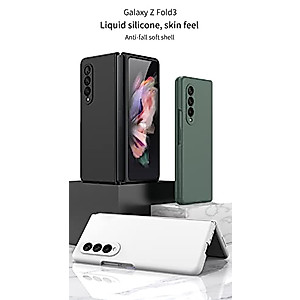 BAILI for Samsung Z Fold3 Silicone Case,Skin Feel,Soft and Smooth Liquid Silicone Galaxy Z Fold3 Cover,Support Wireless Charging Protective Cover for Samsung Galaxy Z Fold 3-Black