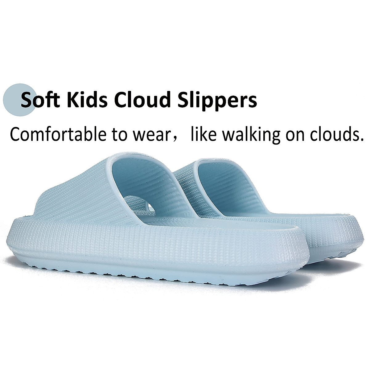 sharllen Cloud Slides for Kids Boys Girls House Slippers Comfy Kids Cloud Slippers for Boys Non-Slip Kids Slippers for Girls Beach Slide Sandals Black/White/Beige（Light Blue,220）,2-3 Big Kid