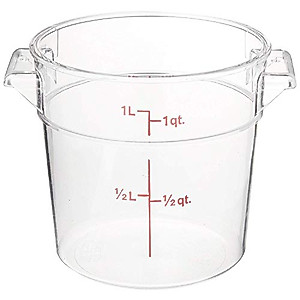 Cambro RFSCW1135 Camwear Clear Round 1 Qt Storage Container with Clear Round Lid RFSCWC1135