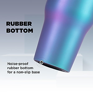 IRON FLASK Co-Pilot Insulated Mug w/Straw & Flip Cap Lids - Cup Holder Bottle for Hot, Cold Drink - Leak-Proof - Water, Coffee Portable Travel Mug - Dark Rainbow, 40 Oz