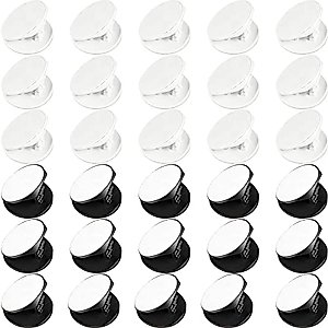 30 Phone Grip Holder with Double-Sided Sticker Phone Finger Expanding Stand Holder for Almost Phones Cases (Black, White)